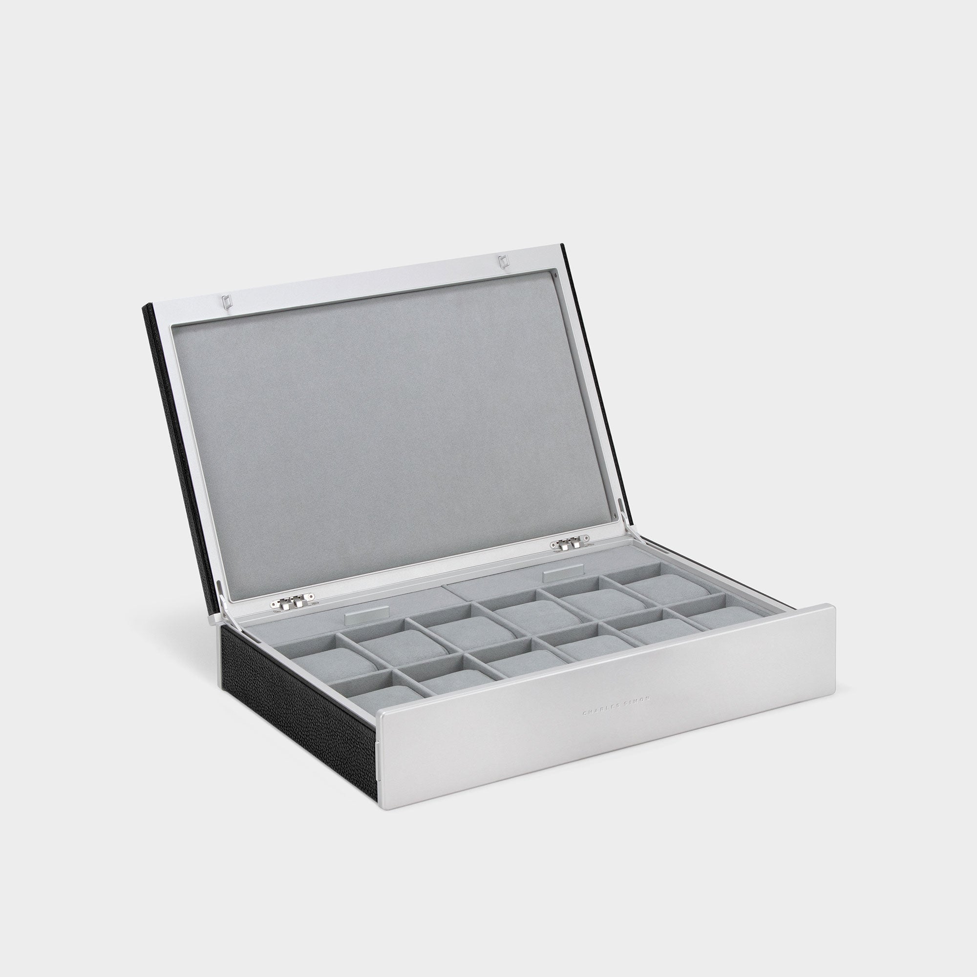 Spence 12 Watch box in black and grey - Charles Simon