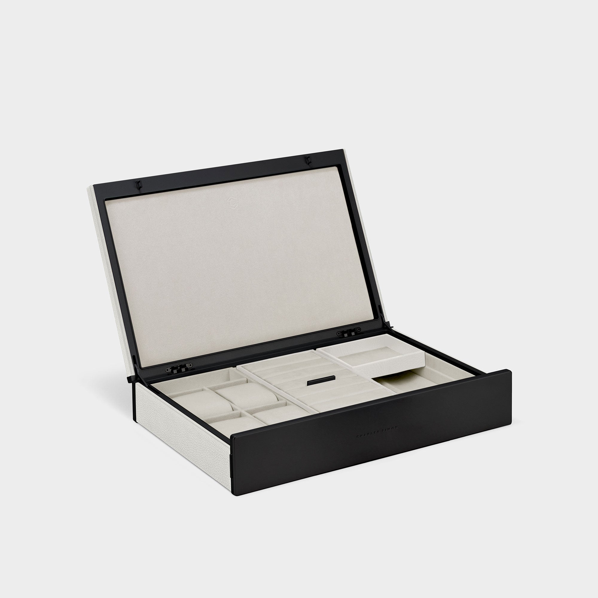 Taylor 4 Watch and Jewelry box in white - Charles Simon